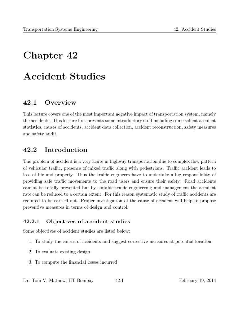 42.2.1 Objectives of Accident Studies | PDF | Traffic Collision | Collision