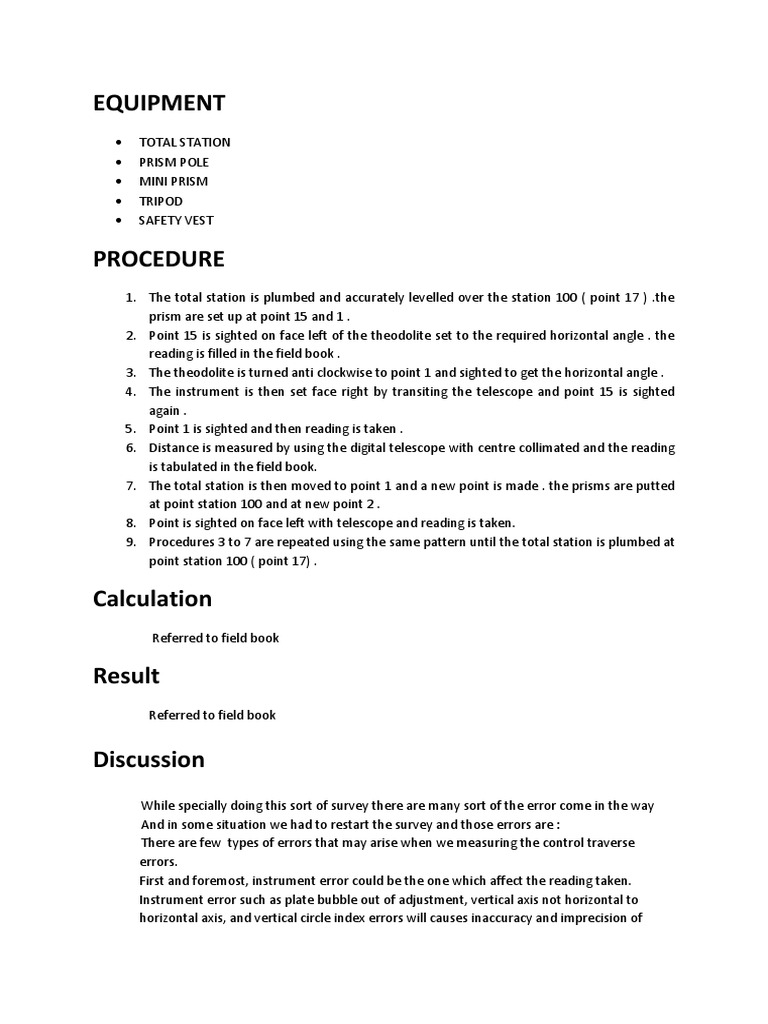 Survey Traverse by Total Station | PDF | Surveying | Scientific Observation