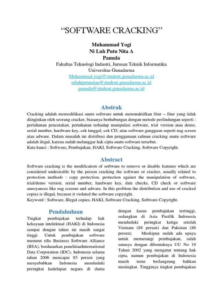 Jurnal Software Cracking | PDF | Teknologi & Rekayasa