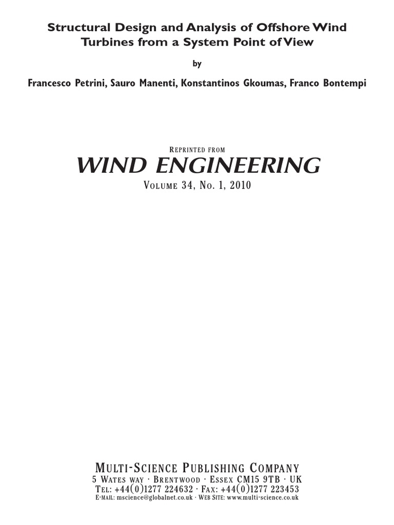 Wind Engineering: Structural Design and Analysis of Offshore Wind ...