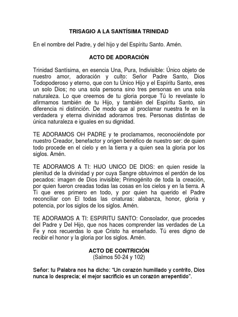 Trisagio A La Santísima Trinidad | PDF | Pecado | espíritu Santo Trisagio A La Santísima Trinidad | PDF | Pecado | espíritu Santo
