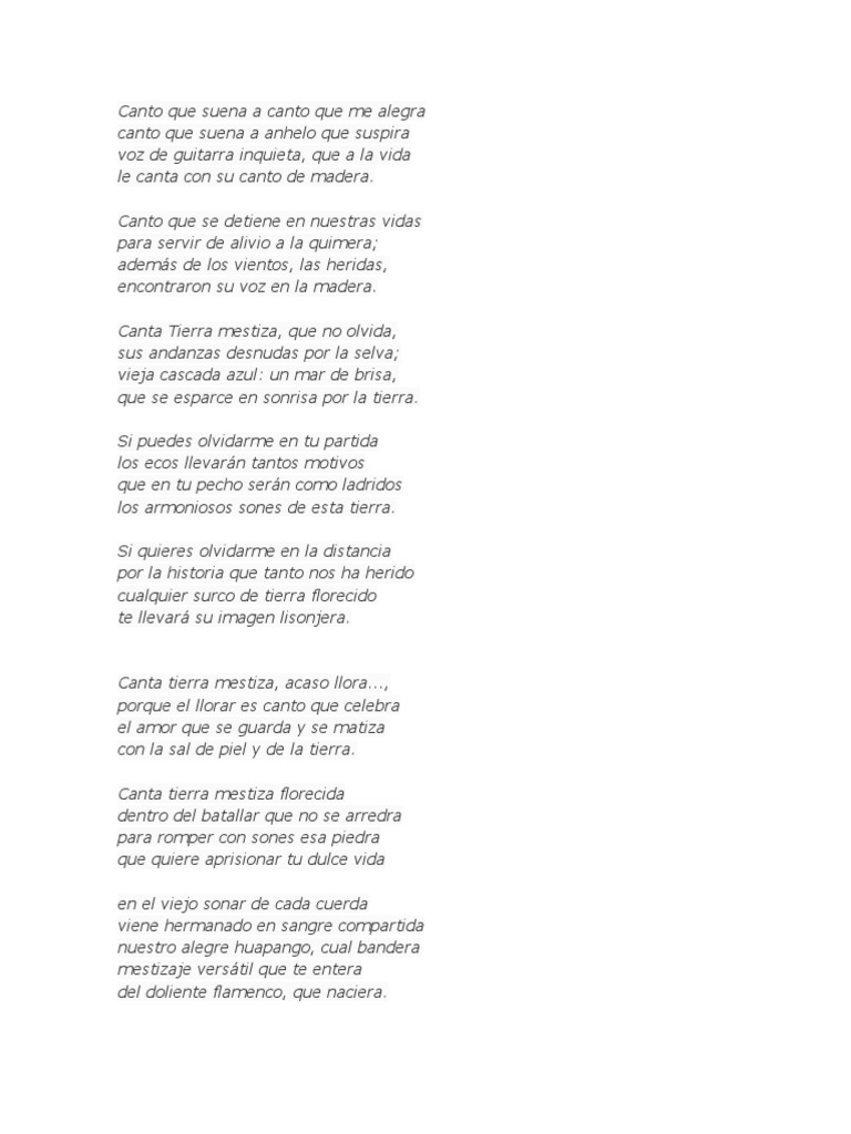 Cancion de Tierra Mestiza | PDF
