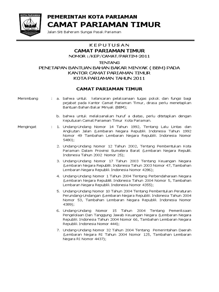 Contoh SK PPTK | PDF