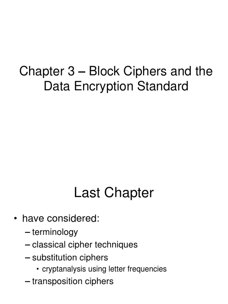Block Ciphers and The Data Encryption Standard | Download Free PDF | Cipher | Cryptography
