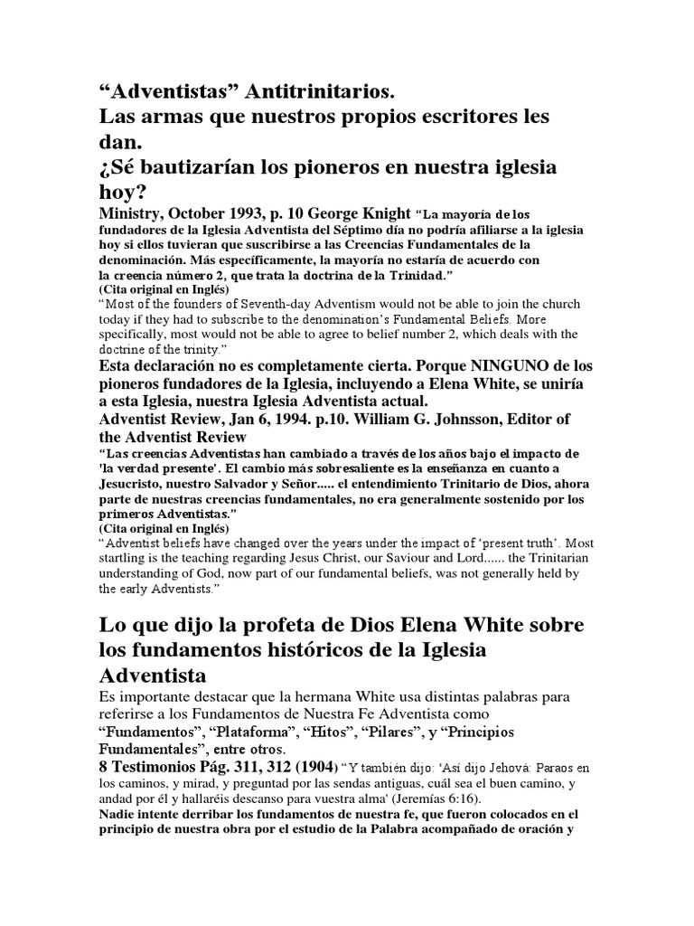 Adventistas Antitrinitarios | PDF | Trinidad | Cristo (título)