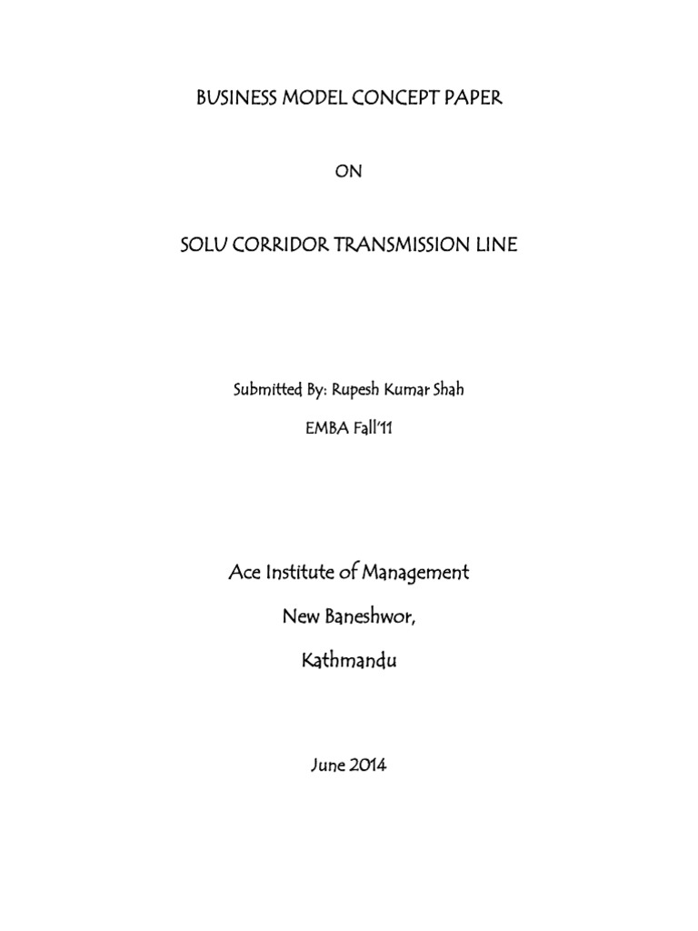 Business Model Concept Paper | PDF | Electric Power Transmission ...