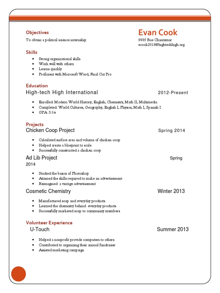 Political Science Internship Resume | PDF