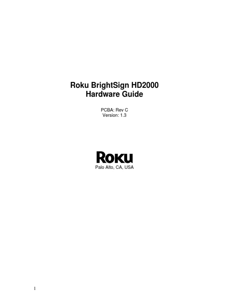 Roku Brightsign Hd2000 Hardware Guide: Pcba: Rev C | PDF | Hdmi ...