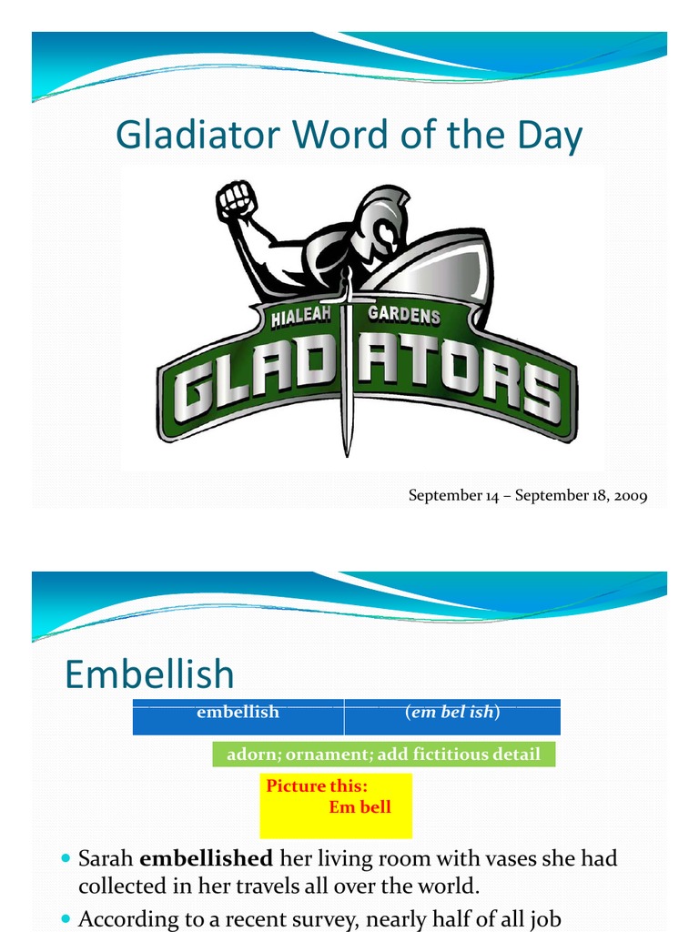 Gladiator Word of The Day: September 14 - September 18, 2009 | PDF