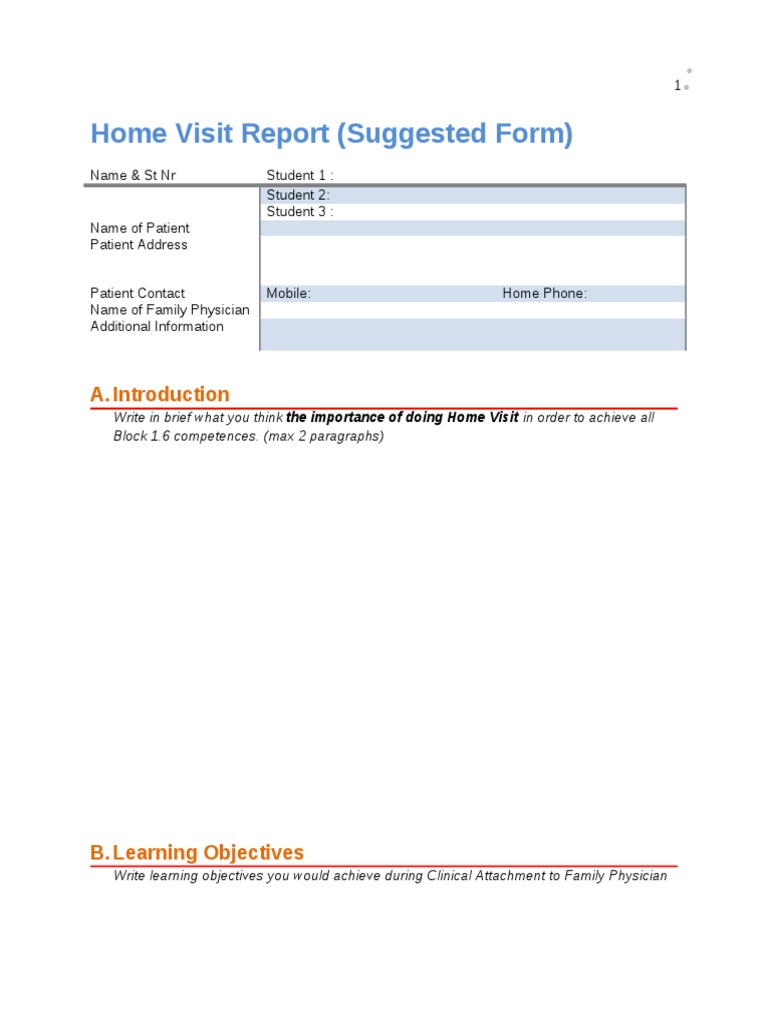 Home Visit Report Guidelines | PDF