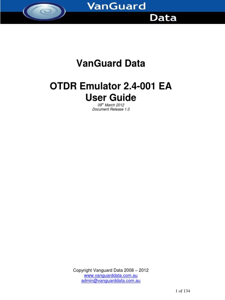 VanGuard Data OTDR Emulator User Guide | PDF | Optical Fiber | Microsoft Windows