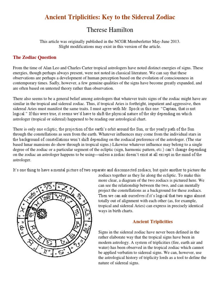Ancient Triplicities - Therese Hamilton | PDF | Zodiac | Planets In ...