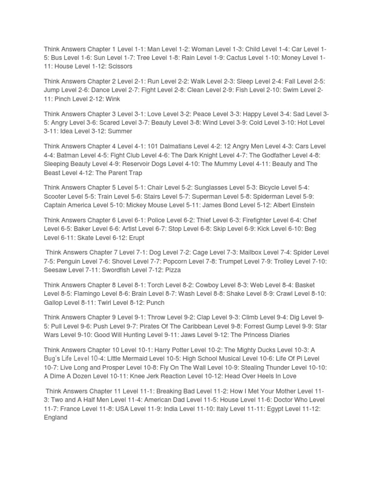 Think Answers: Levels Overview | PDF | Leisure