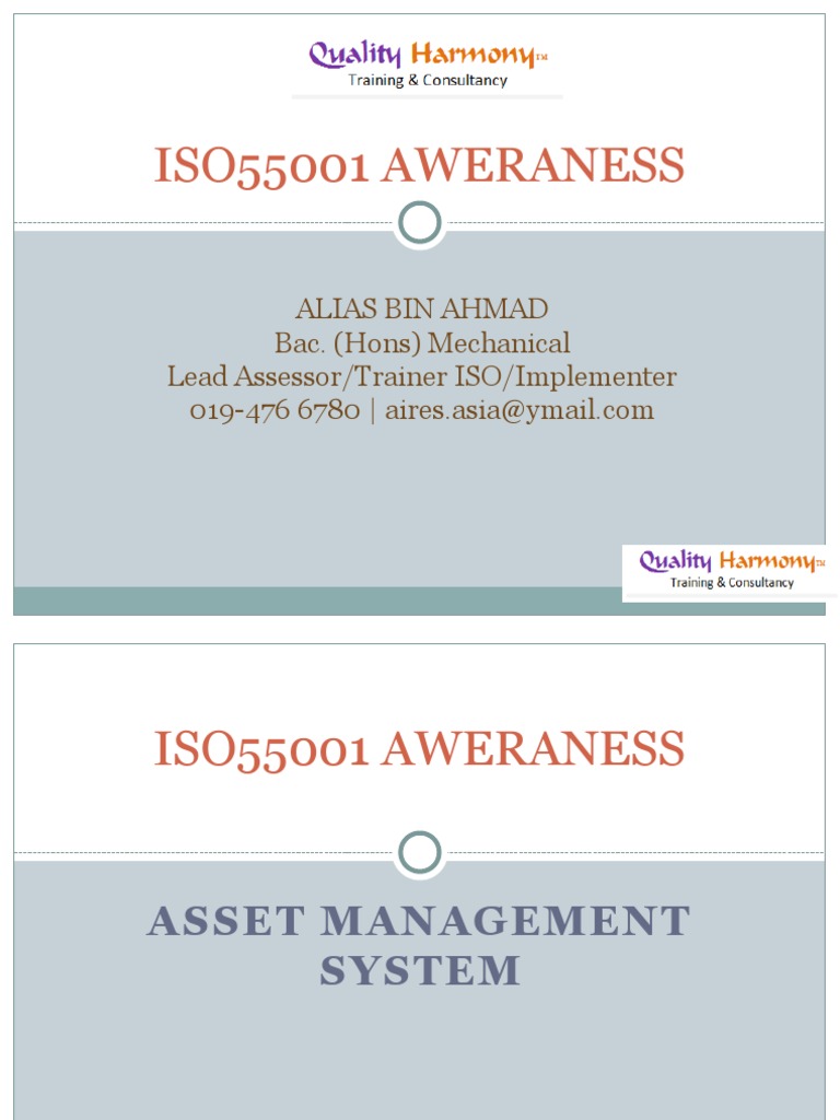ISO 55001 Asset Management Overview | PDF | International Organization ...