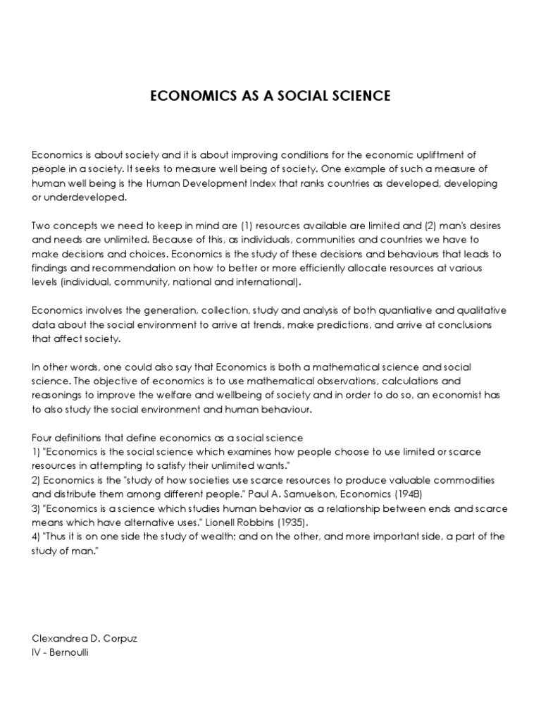 Economics As A Social Science | Download Free PDF | Social Science ...