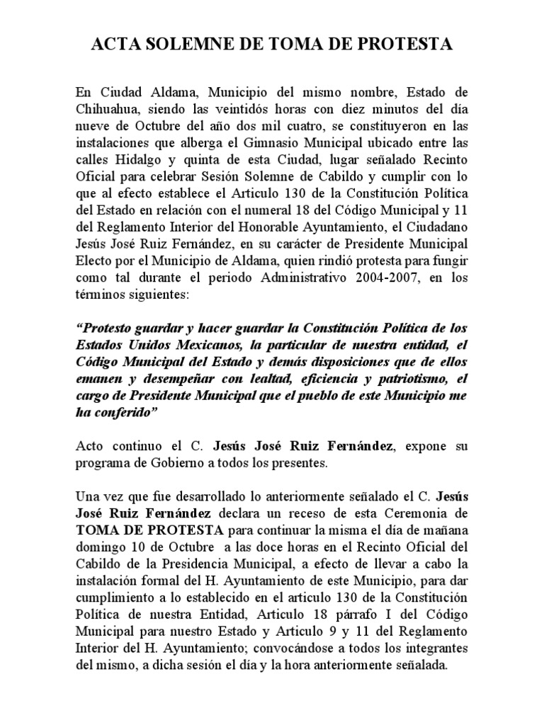 Toma de Protesta | PDF