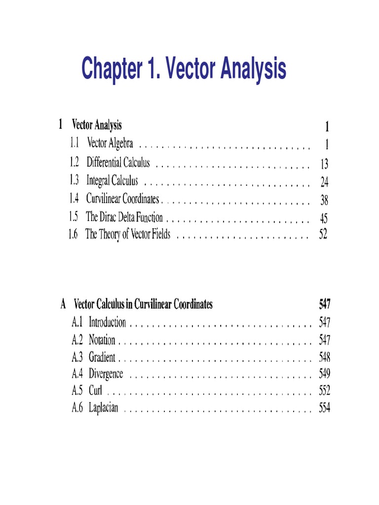Chapter 1. Griffiths-Vector Analysis - 1.1 1.2 | PDF | Divergence | Vector Calculus