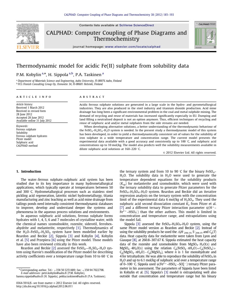 Solubility FESO4 | PDF | Thermodynamics | Chemistry