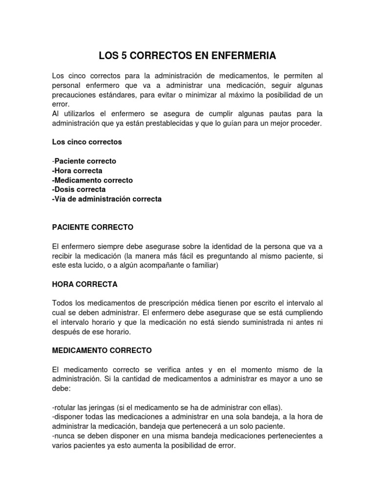 Los 5 Correctos en Enfermeria | Medicamentos con receta | Enfermería