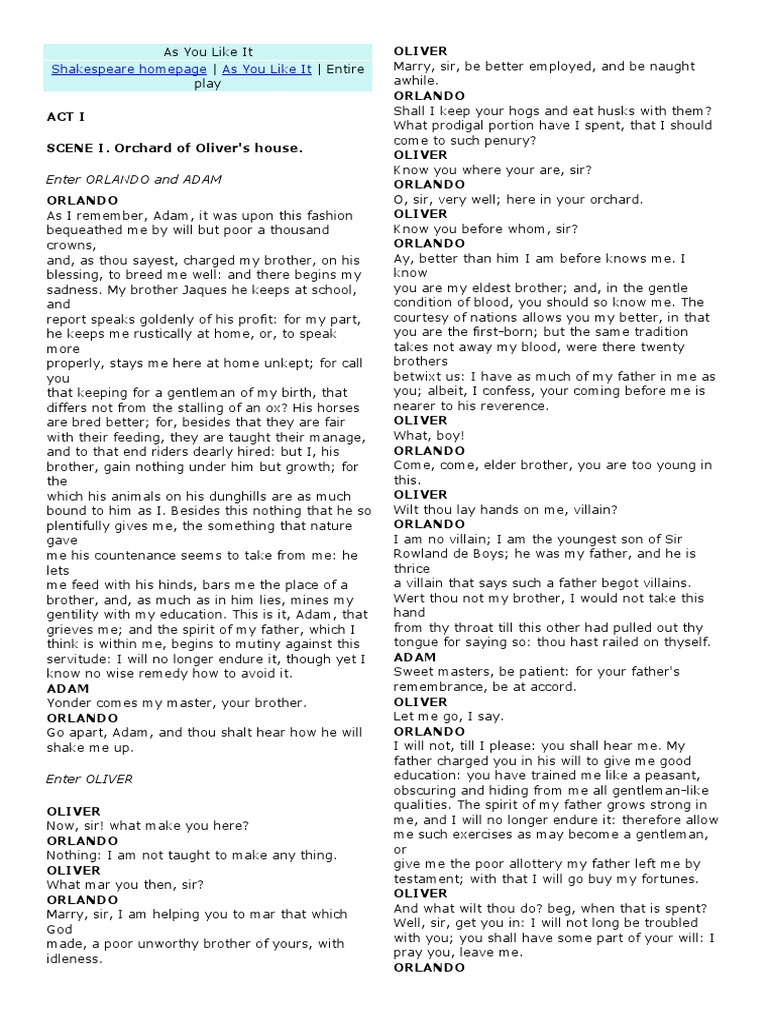 As You Like It | PDF | As You Like It