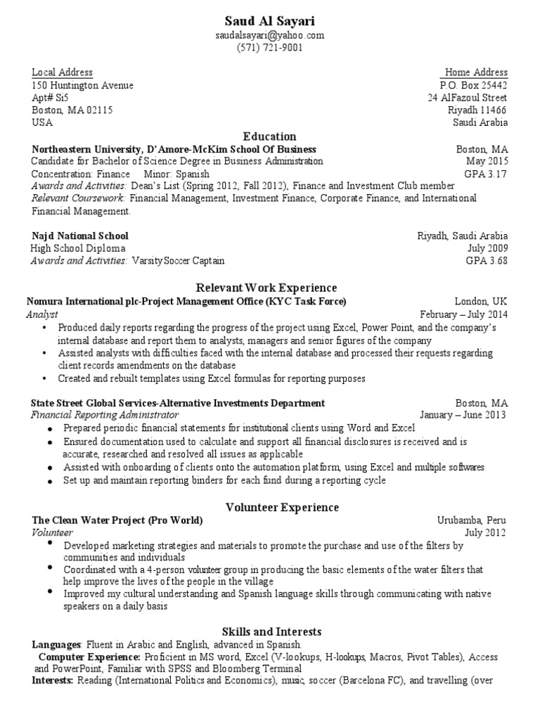 Resume 16 June 2014 | PDF | Microsoft Excel | Saudi Arabia