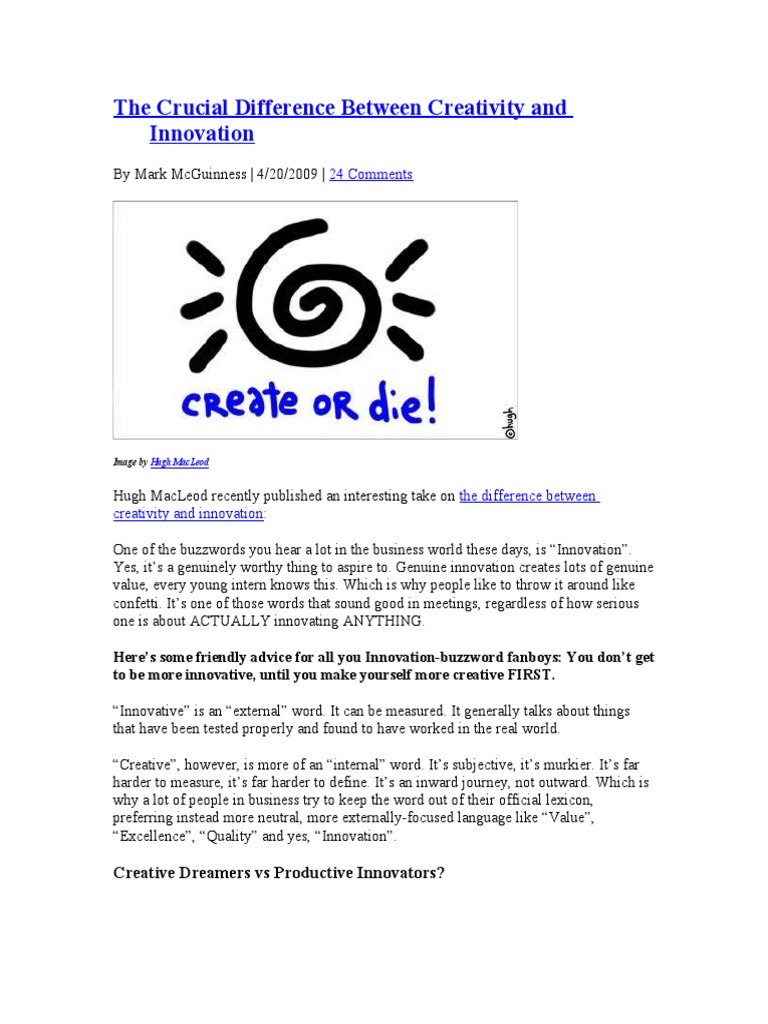 The Crucial Difference Between Creativity and Innovation | Creativity ...
