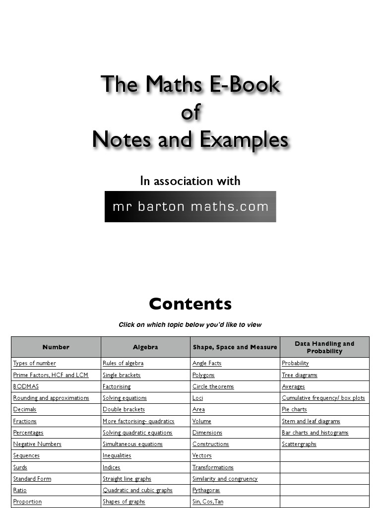 The Maths Ebook of Notes and Examples | PDF | Trigonometric Functions ...