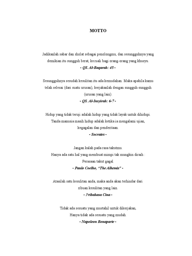 Motto Skripsi | PDF