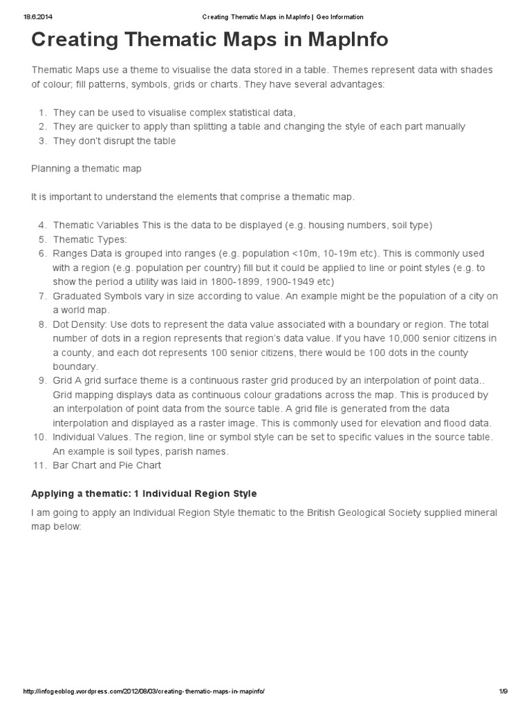 Creating Thematic Maps in MapInfo - Geo Information | PDF | Map | Data