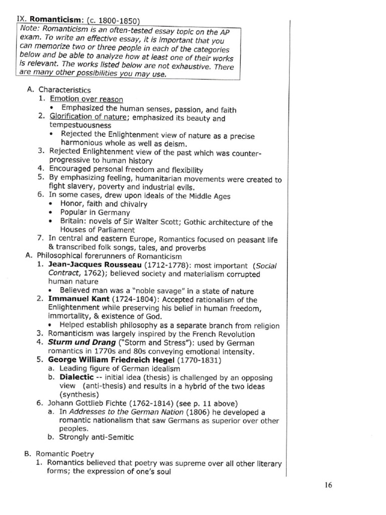 Romanticism Cornell Notes | PDF | Foreign Language Studies