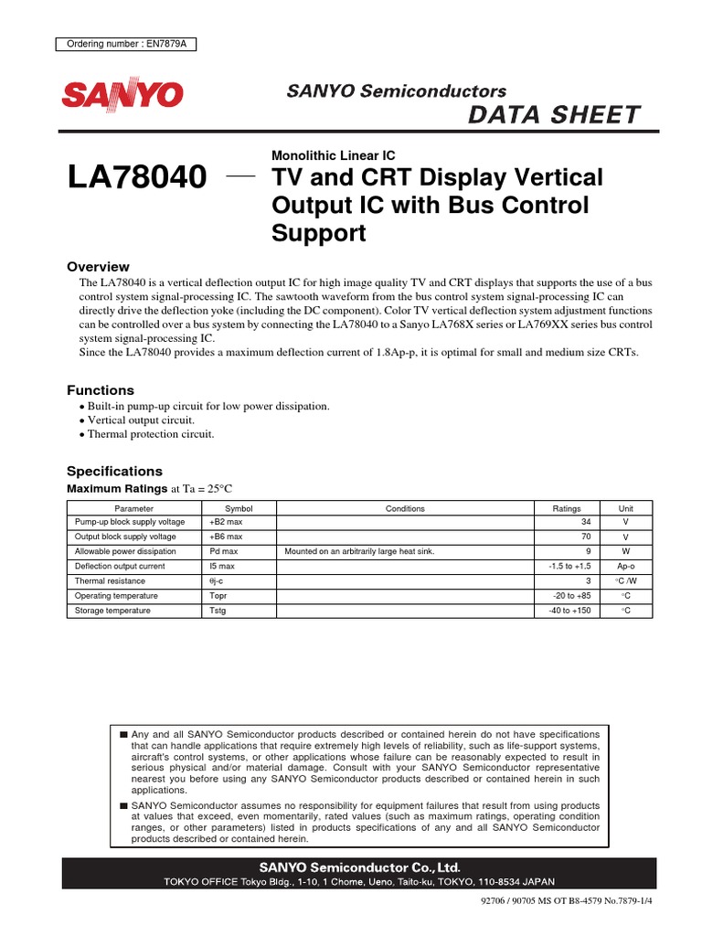 La 78040 | PDF | Cathode Ray Tube | Semiconductors