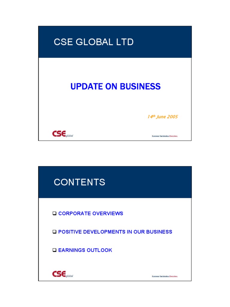 Cse Global LTD: Update On Business | PDF | Gas To Liquids | Natural Gas