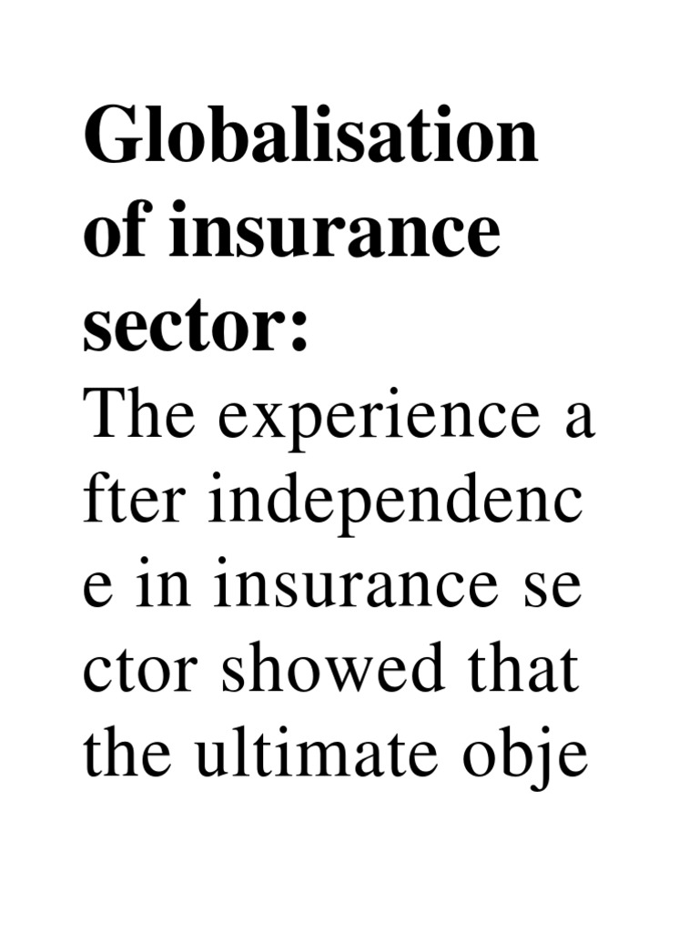 Globalisation of Insurance Sector | PDF | Insurance | Service Industries