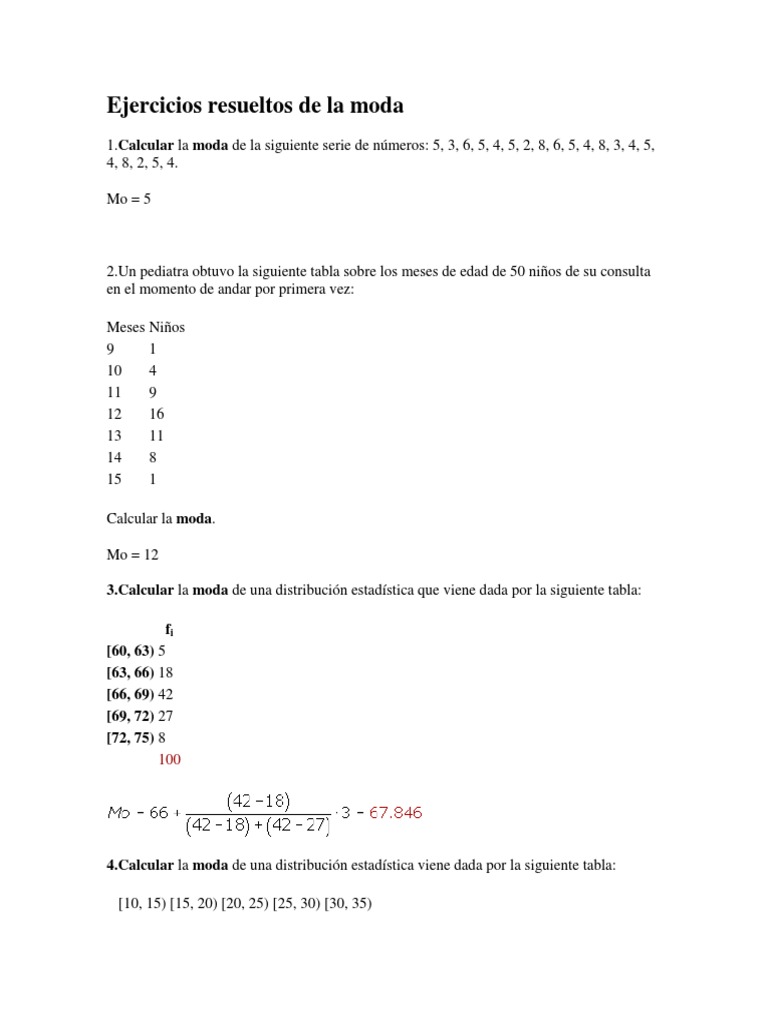 Ejercicios Resueltos de La Moda | Cuantil | Mediana