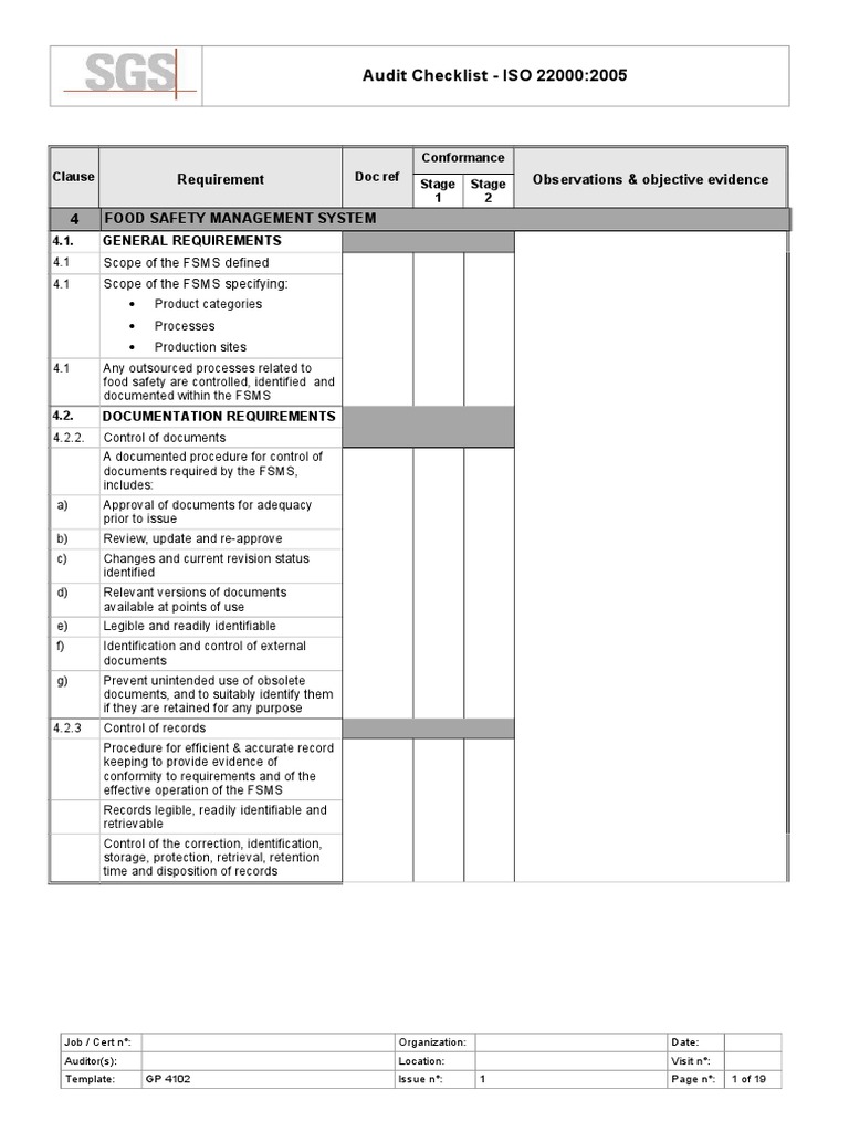 79191914-ISO-22000-Audit-Checklist | Audit | Business