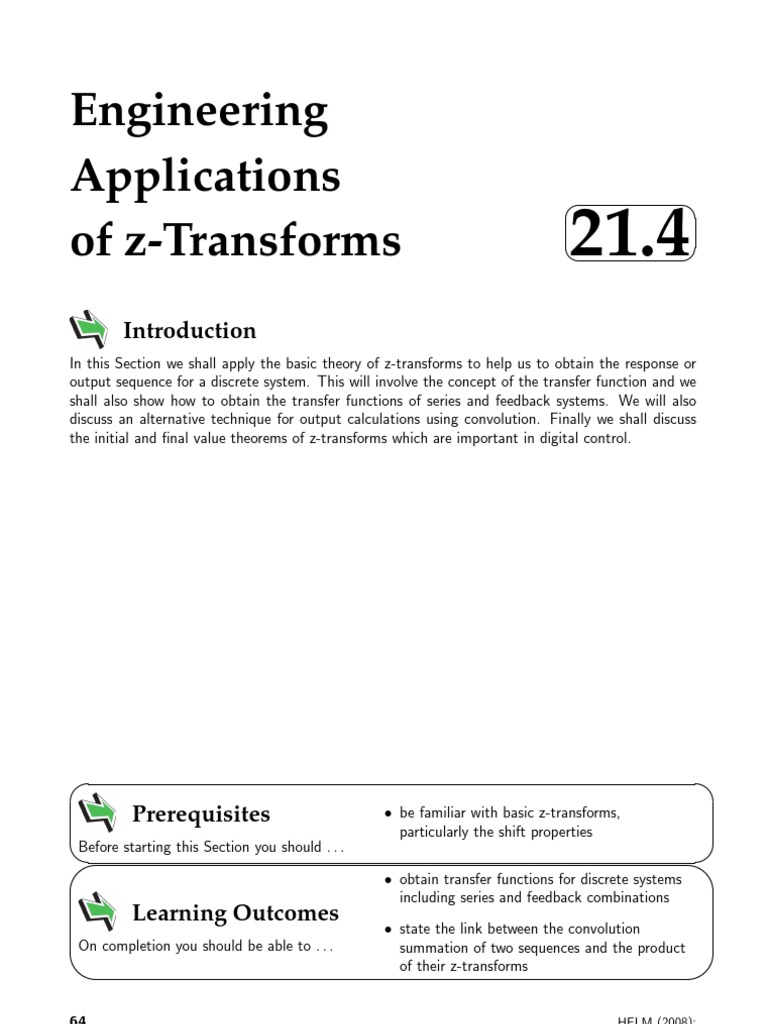 Z Transform Applications Pdf Convolution Systems Theory