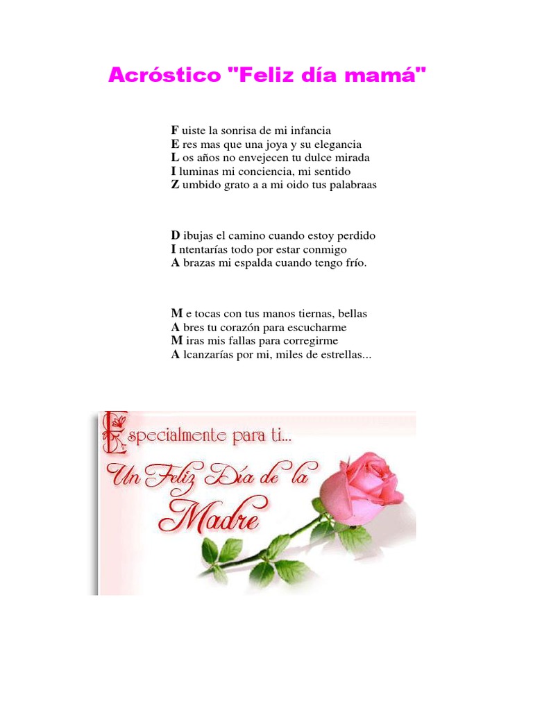 Acróstico Dia de La Madre | PDF