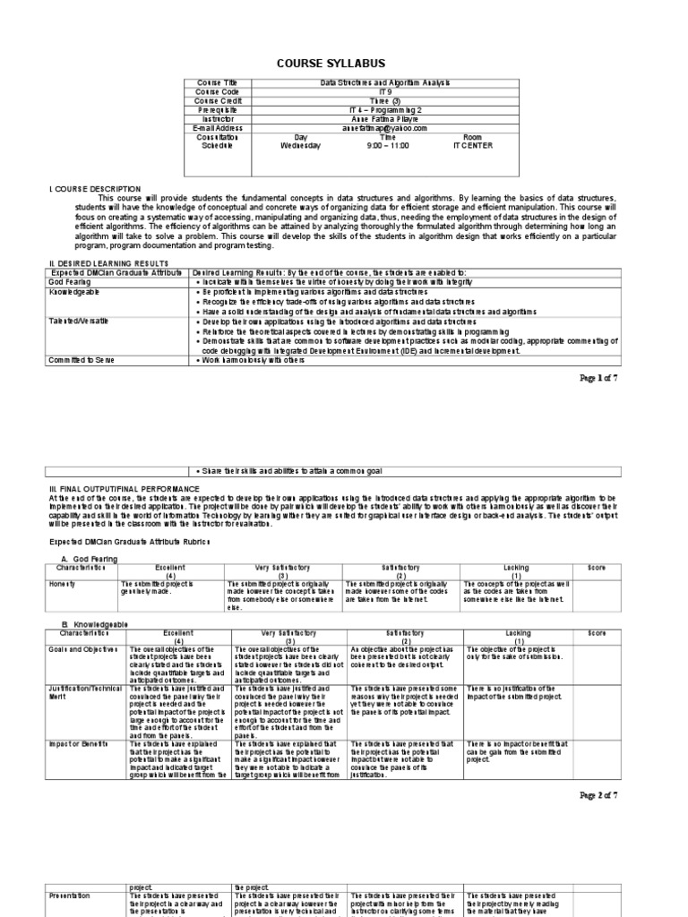 Syllabus Data Struct | PDF | Computer Science | Algorithms And Data ... Syllabus Data Struct | PDF | Computer Science | Algorithms And Data ...