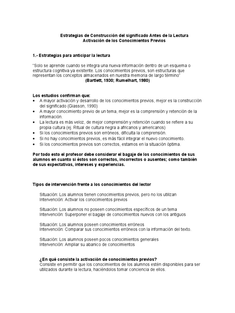 Estrategias de Construccion Del Significado Antes Durante y Despues de ...