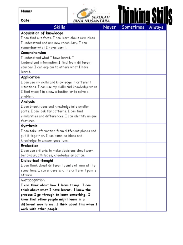 Thinking Skills | PDF