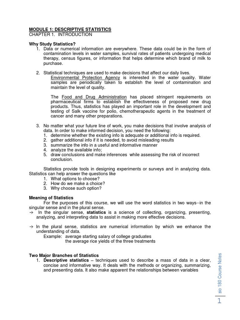 Chapter 1 Introduction Bio | PDF | Level Of Measurement | Summation