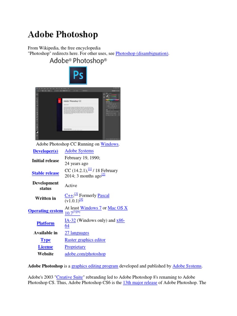 Adobe Photoshop & History | PDF | Adobe Photoshop | Computer Graphics