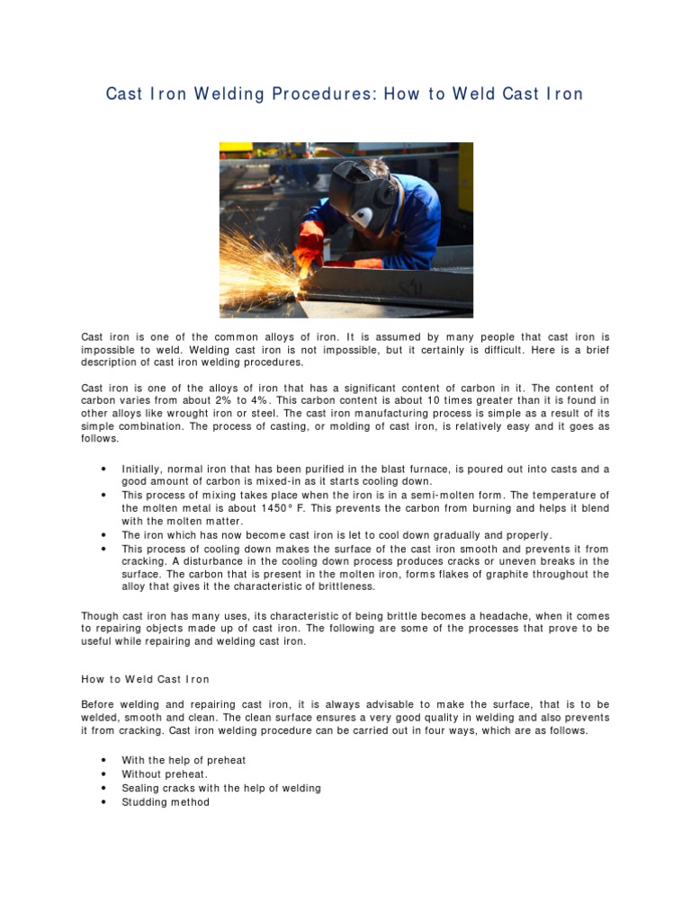 Cast Iron Welding Techniques Explained | PDF