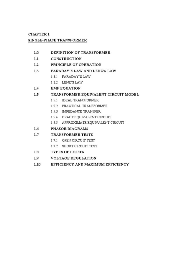 Chapter 1 Single Phase Transformer | PDF | Transformer | Inductor