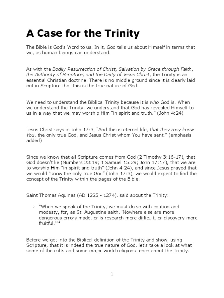 A Case For The Trinity | PDF | Trinity | John The Baptist