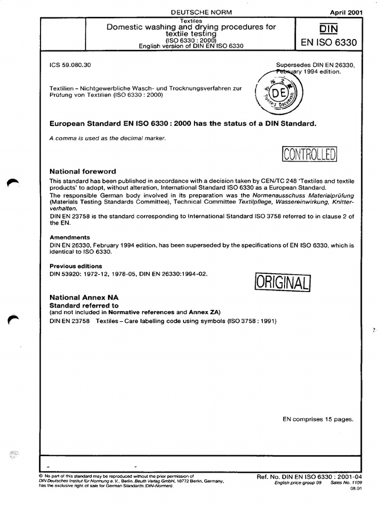 Din en Iso 6330-2001 | PDF