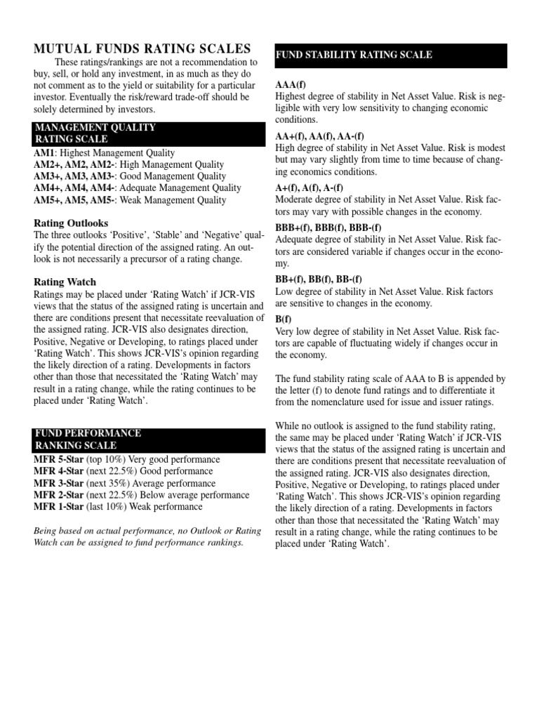 Mutual Funds Rating Scales | PDF | Mutual Funds | Risk