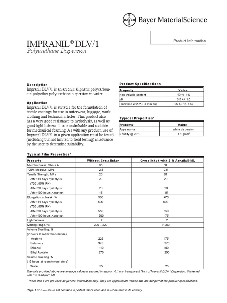 Impranil DLV | PDF | Chemistry | Nature