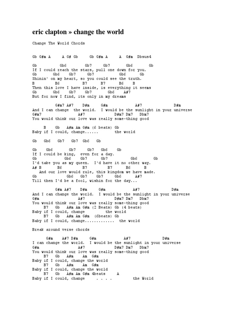 Change The World Guitar Chords