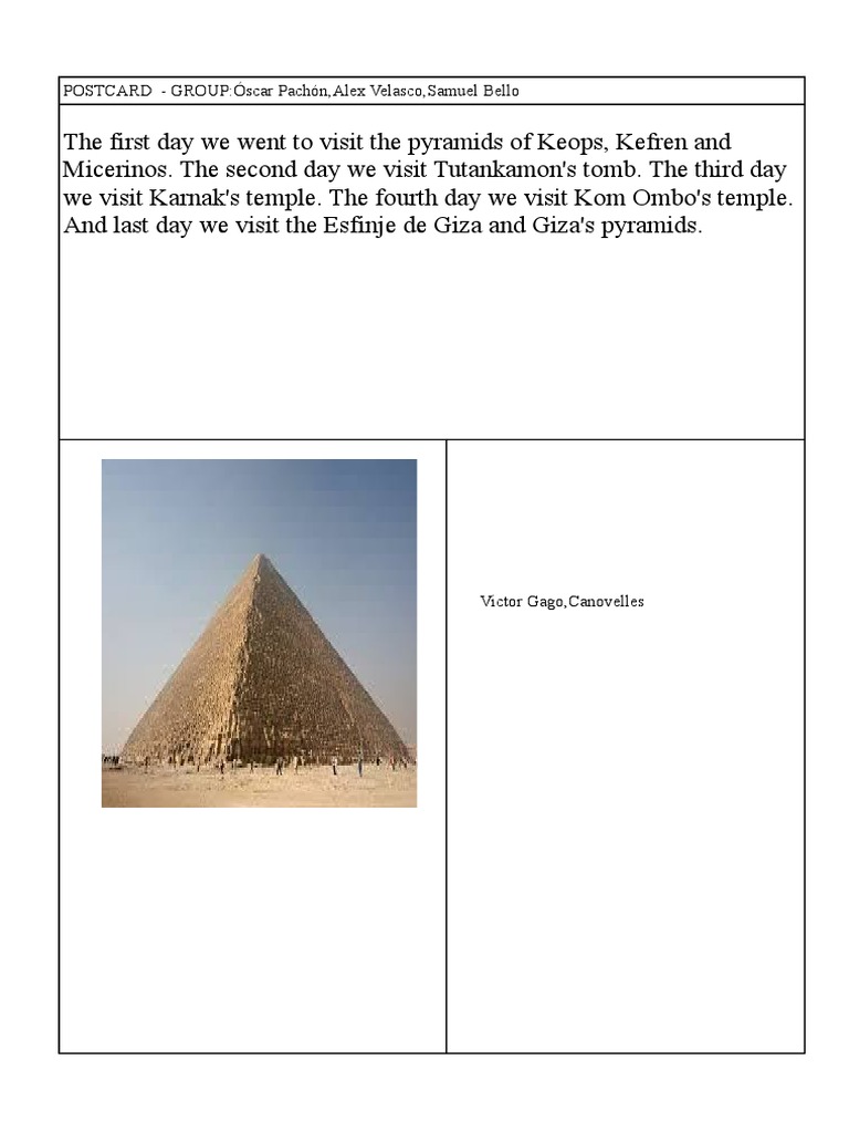 Egypt Pyramids and Temples Tour Guide | PDF | Language Arts ...